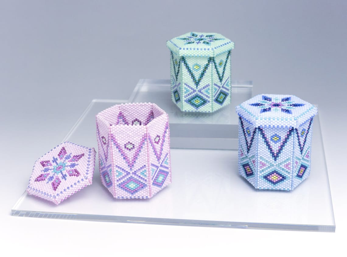 PDF Beading Tutorial for Hexagon Beaded Box Using Peyote Stitch, Bead ...