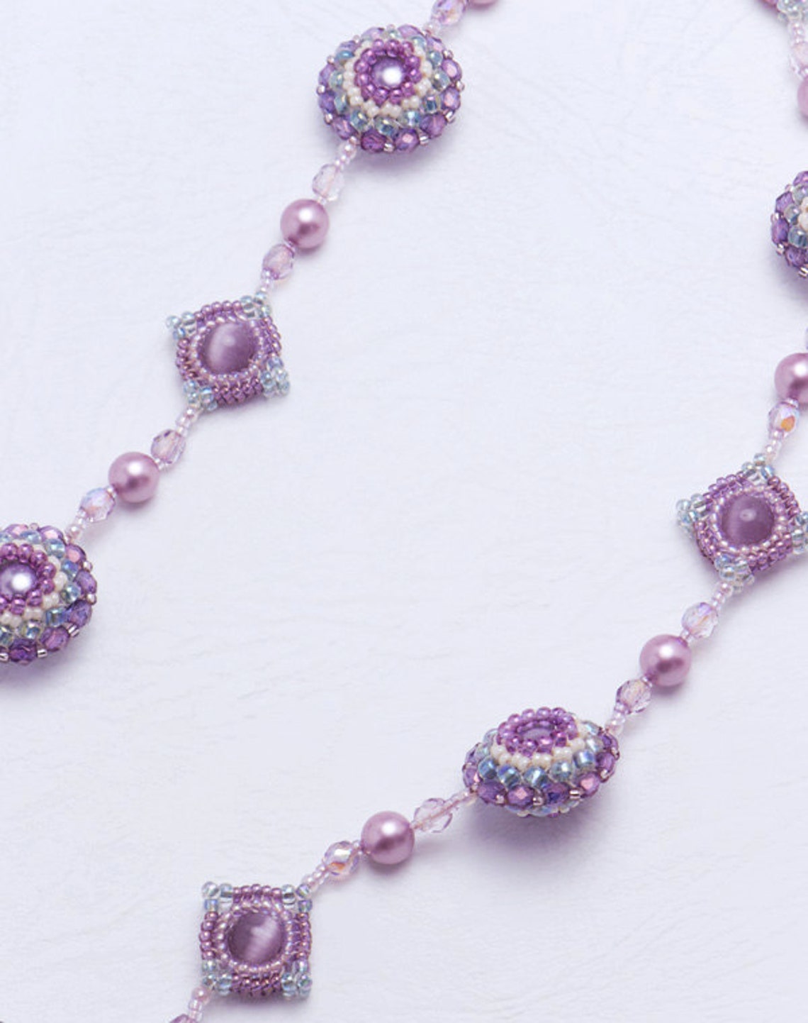 Round Necklace Pink Spring Necklace Pink Beaded Necklace | Etsy