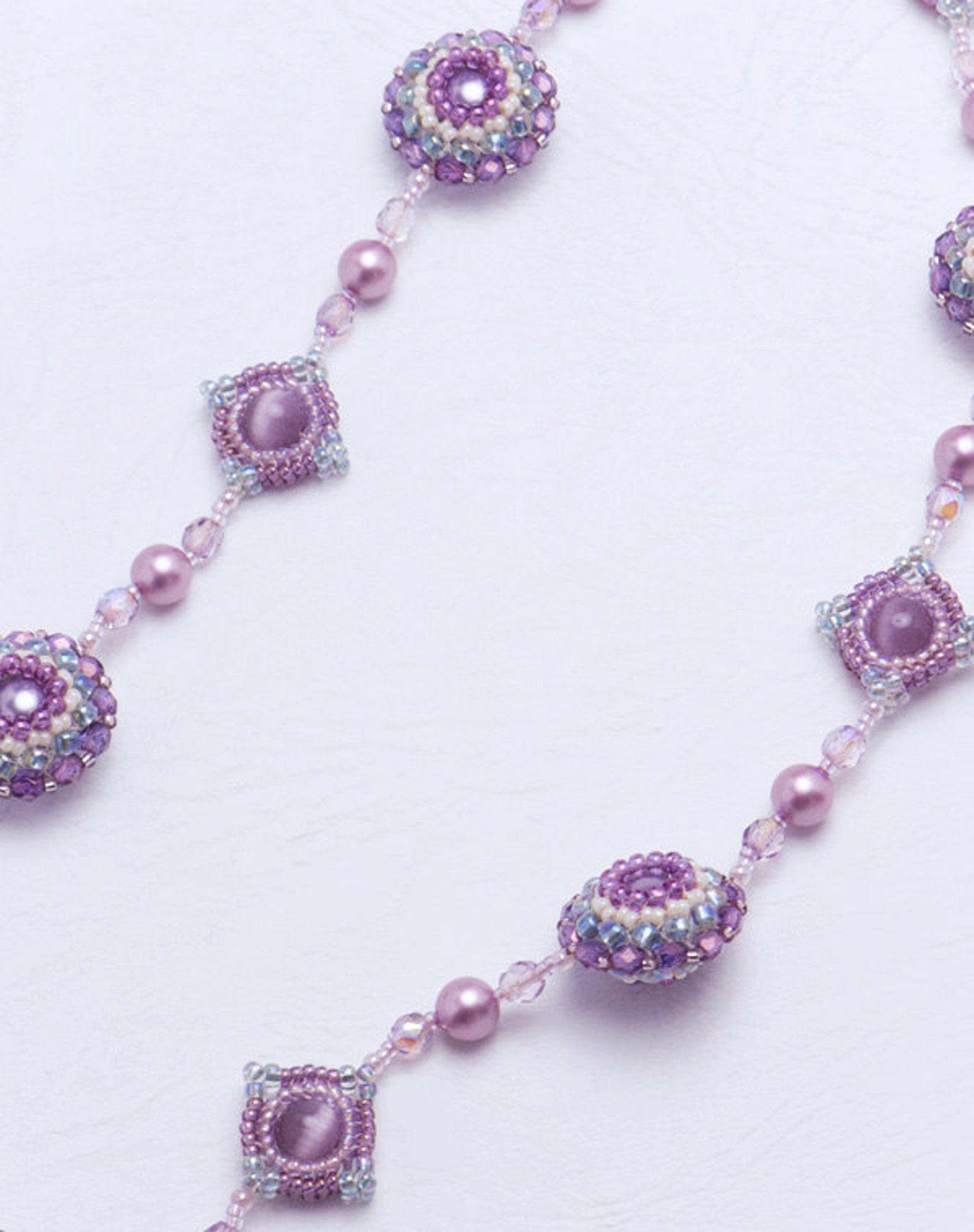 Round Necklace Pink Spring Necklace Pink Beaded Necklace | Etsy