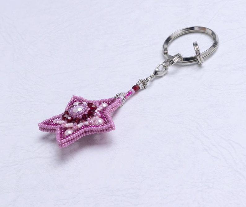 Beaded Key Chain Red Star Charm Red Key Chain Beaded Bag - Etsy