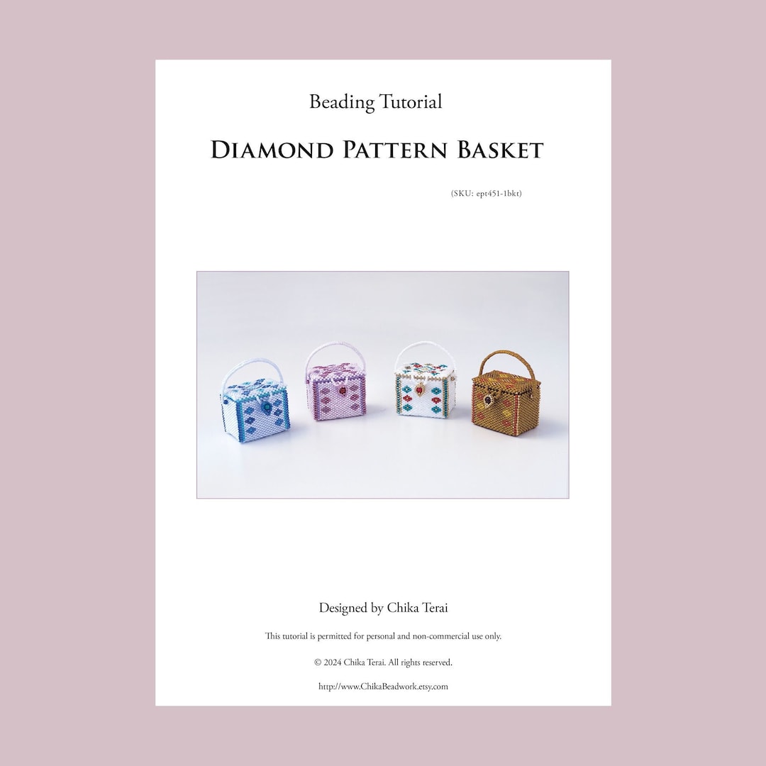 Beading Patterns for Diamond Pattern Basket, Peyote Bead Pattern, Bead ...