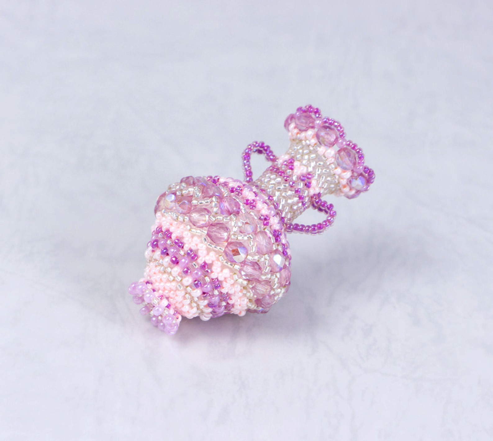 Pink Beaded Miniature Vase, Chevron Pattern, 351 - Etsy