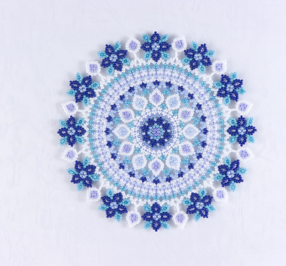 PDF Beading Tutorial for Dark Blue Flowery Doily Beaded Doily - Etsy