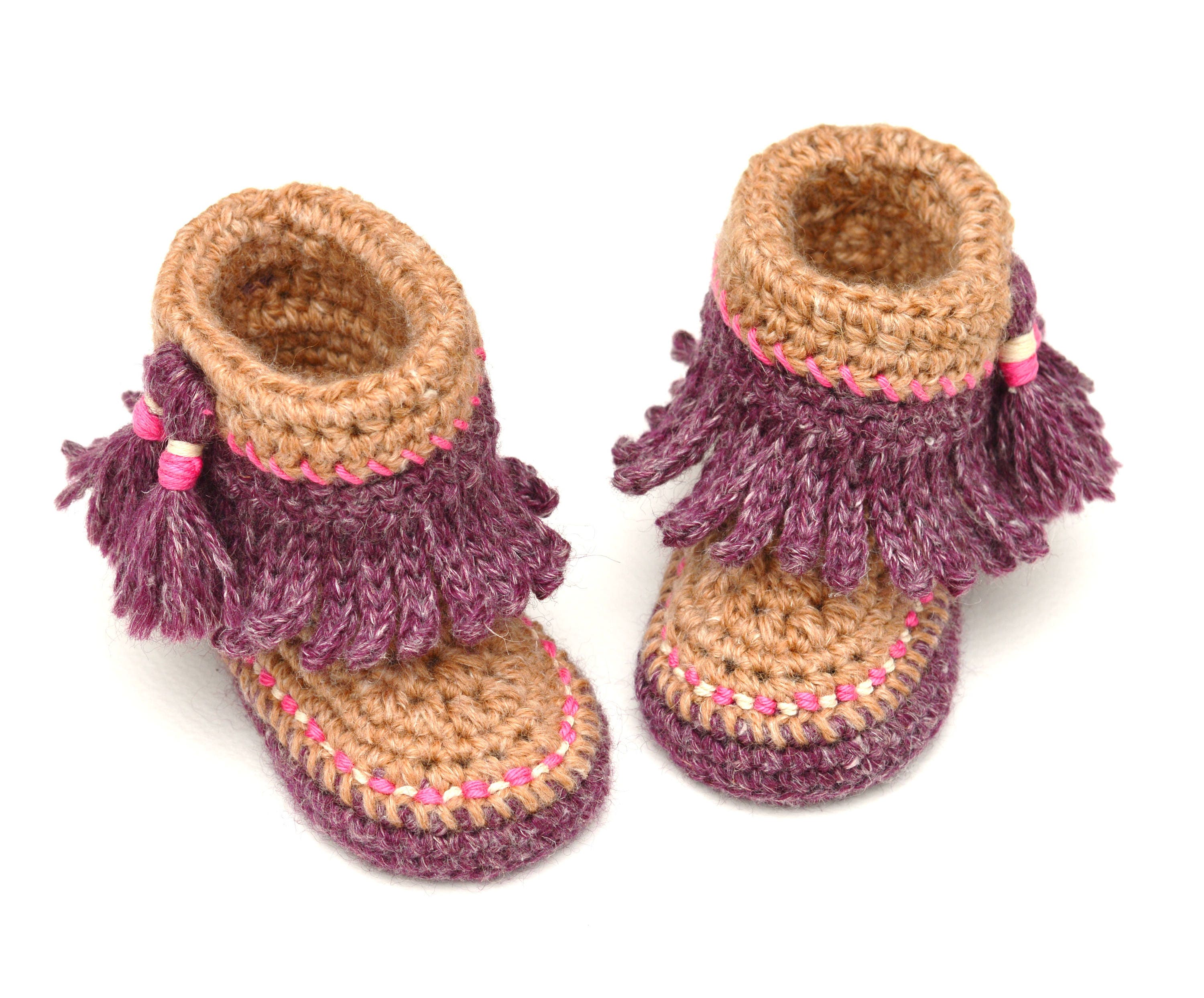 CROCHET PATTERN Baby Moccasin Booties with Tassels and Fringe | Etsy