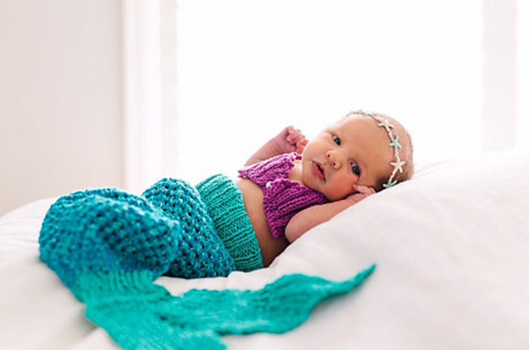 KNITTING PATTERN Baby Mermaid Tail Blanket 5 Sizes, Newborn-1 Month, 2 ...