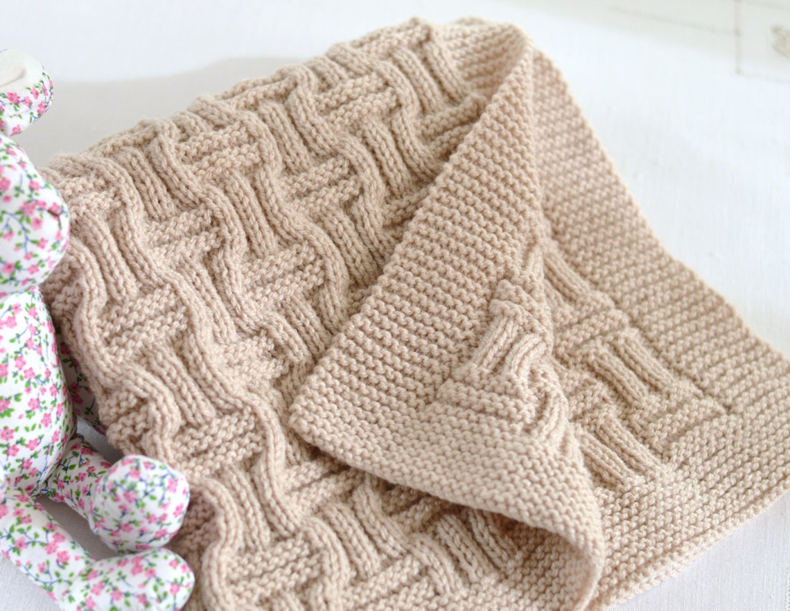 Knitting Pattern Baby Blanket Reversible Basketweave Blanket - Etsy