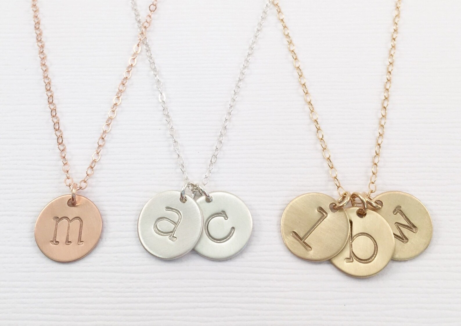 Personalized Family Initial Necklace, 1, 2, 3 Initial Letter Disc ...