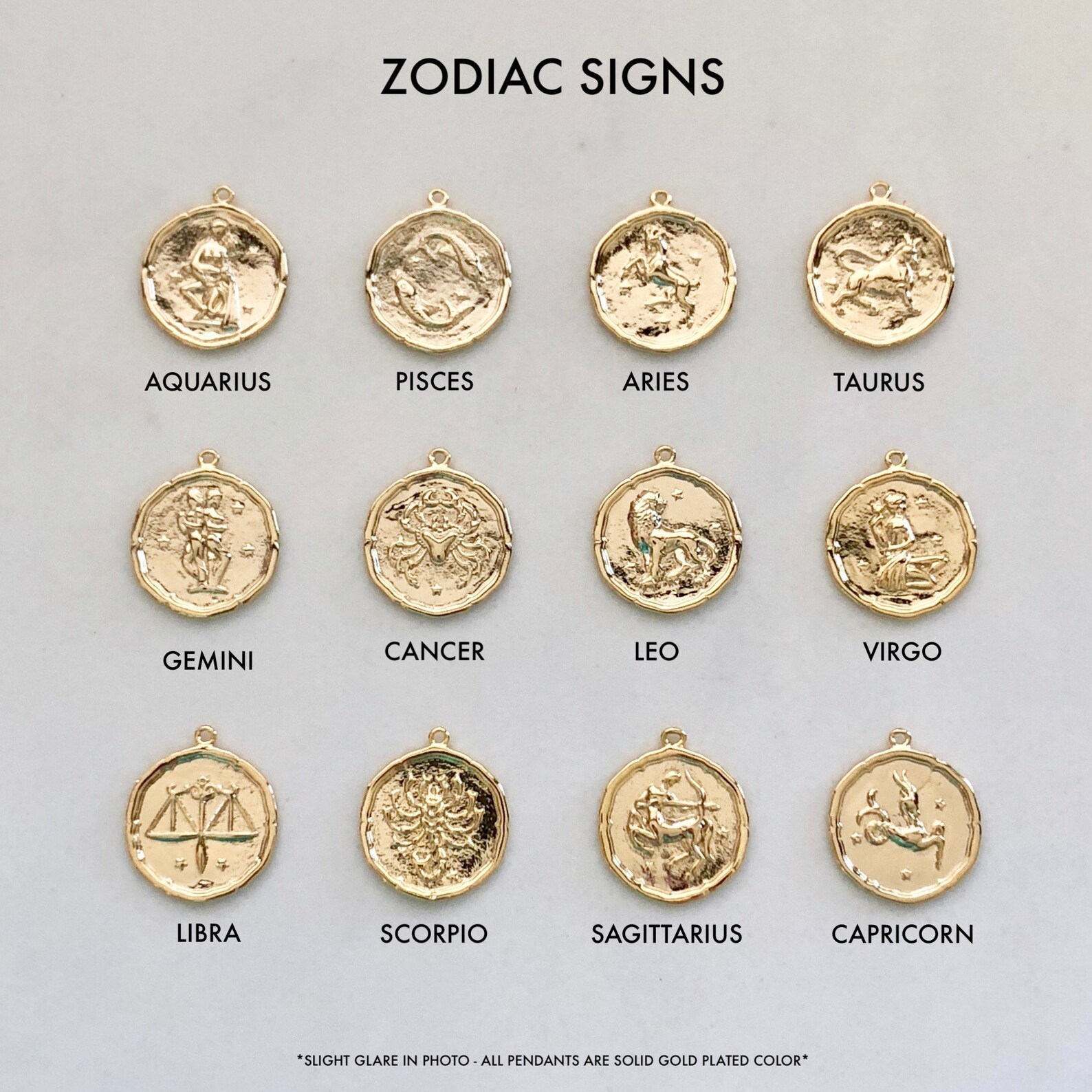 Gold Zodiac Sign Coin Necklace Astrology Sign Necklace | Etsy