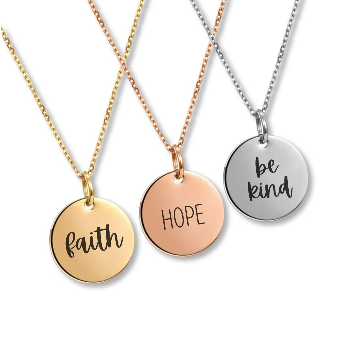 Inspirational One Word Disc Necklace for Women • Motivational Word ...