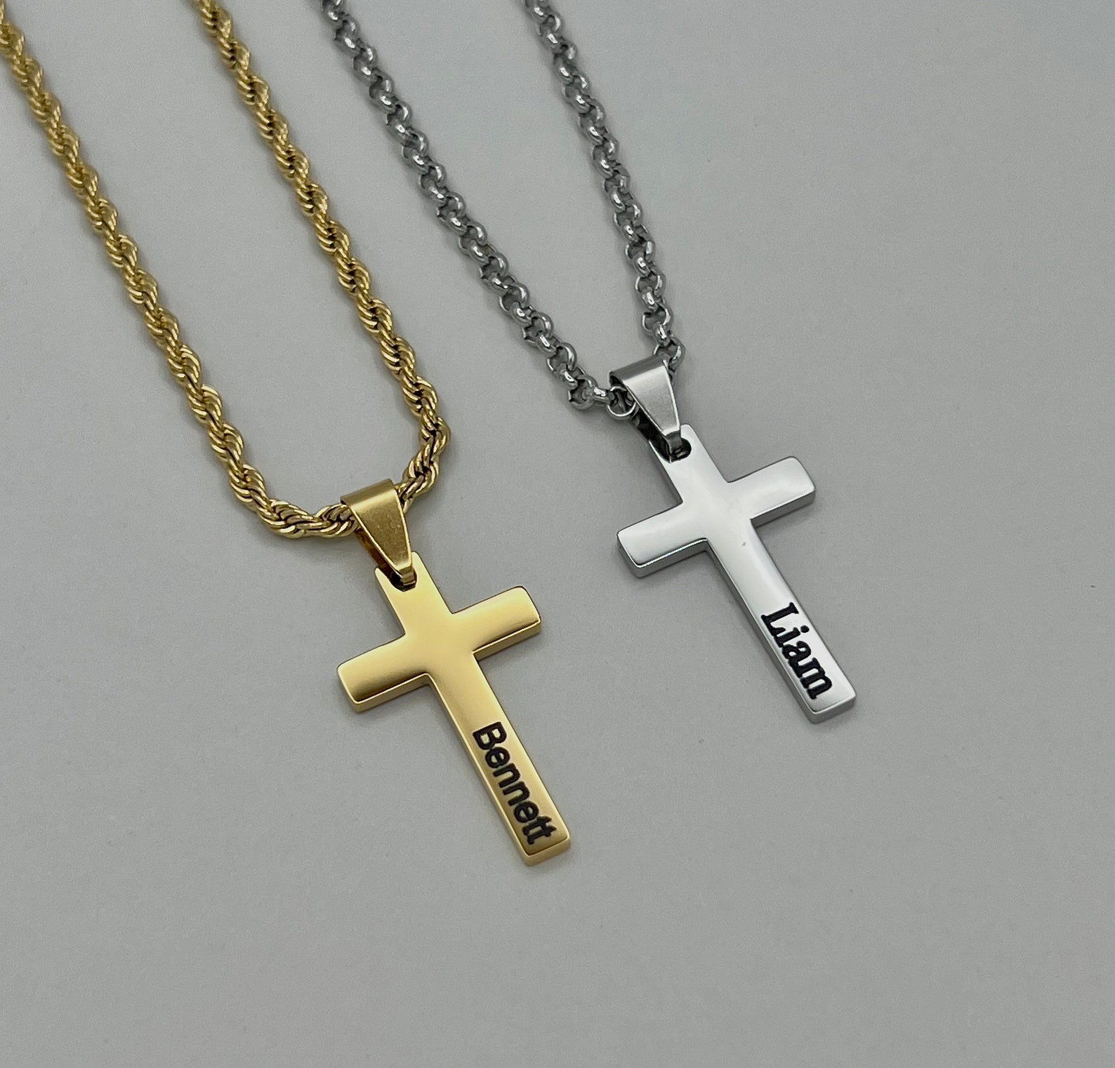 Personalized Cross Necklace for Boys Custom Cross Necklace Kids ...