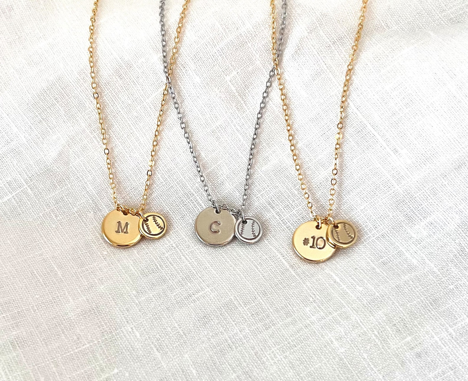 Softball Player Necklace Gift for Softball Team Softball Initial ...