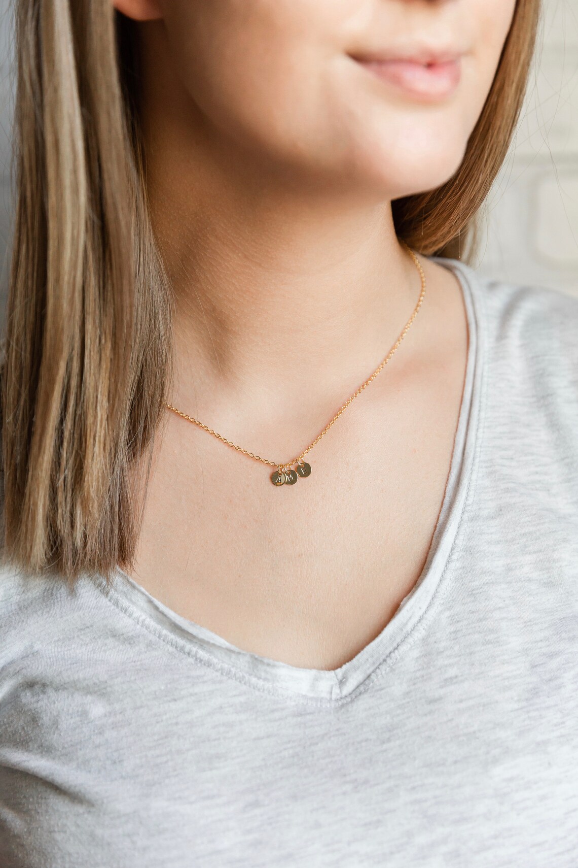 Tiny Personalized Gold Disc Necklace, Silver Coin Letter Necklace ...
