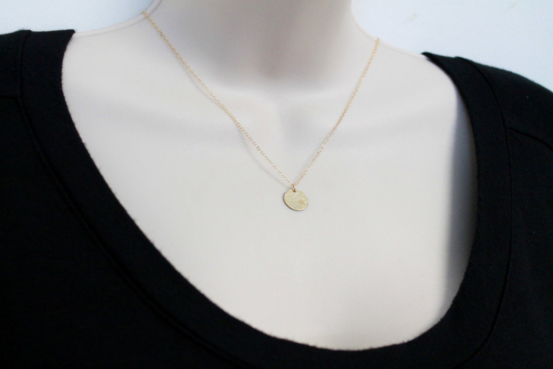Hammered Initial Necklace Personalized Initial Disc Necklace - Etsy