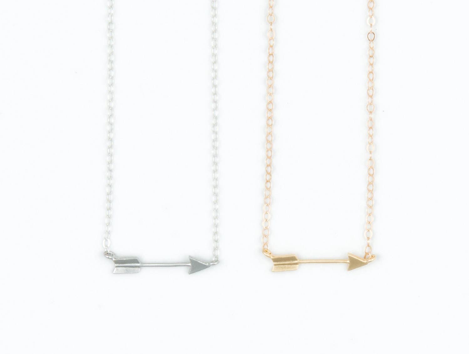 Dainty Gold Sideways Arrow Charm Necklace, Silver Arrow Pendant ...