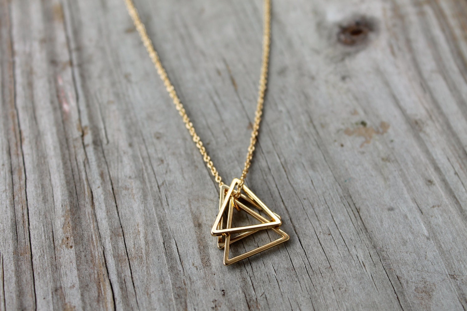 Gold Triangle Necklace Simple Everyday Necklace Minimalist - Etsy