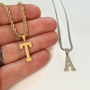 Boys Block Letter Varsity Initial Necklace, Personalized Name Necklace ...