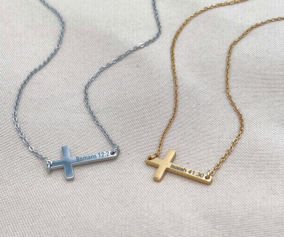 Bible Verse Necklace, Cross Necklace With Favorite Bible Verse ...