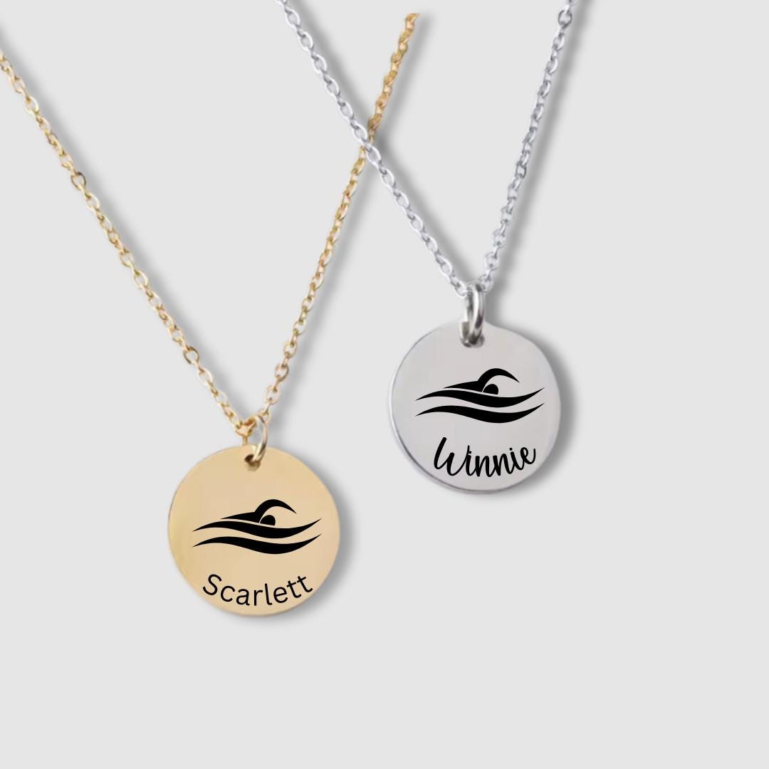 Swimmer Necklace, Personalized Swimming Necklace, Swim Team Jewelry ...