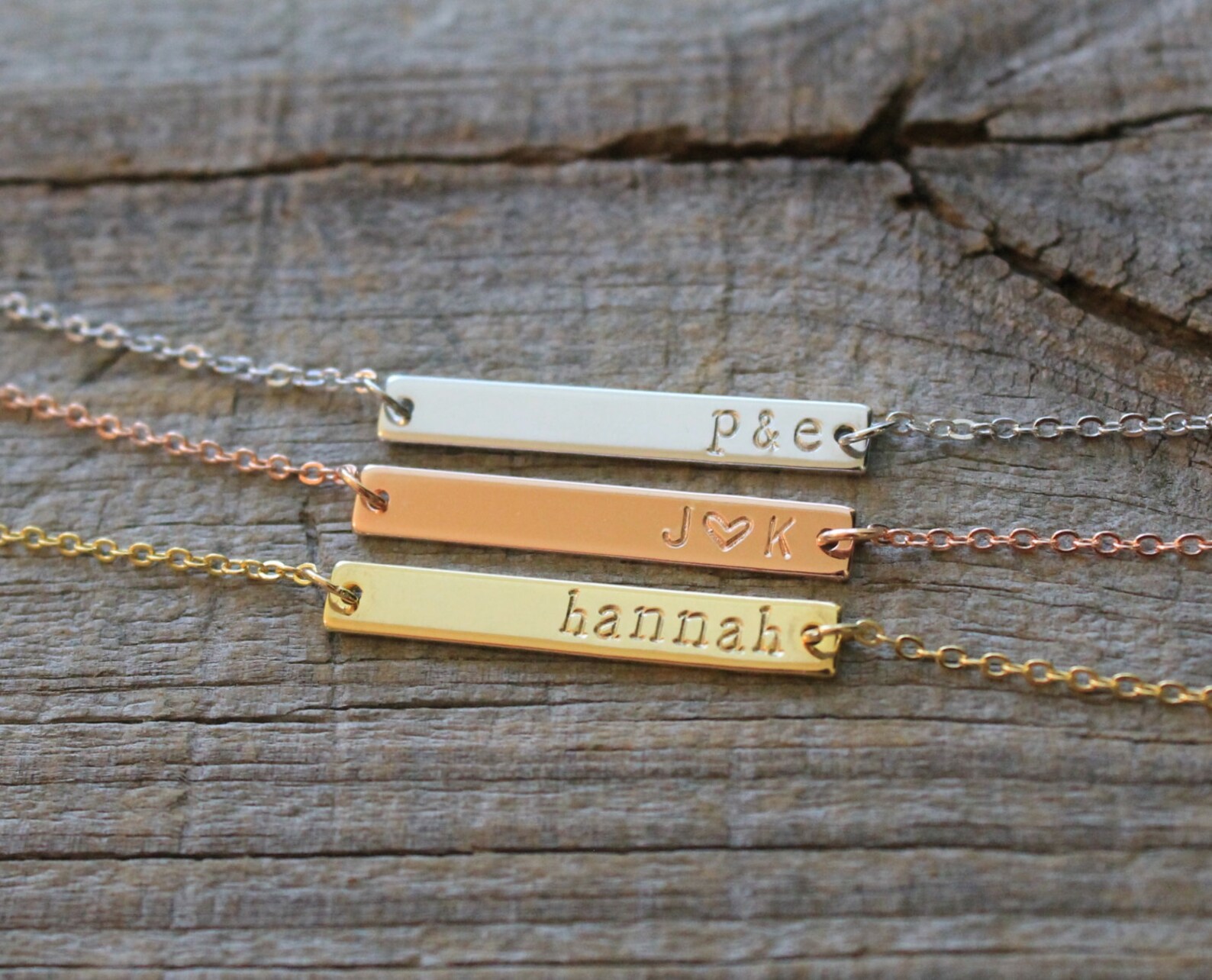 Gold Name Bar Necklace Dainty Name Necklace Initial | Etsy