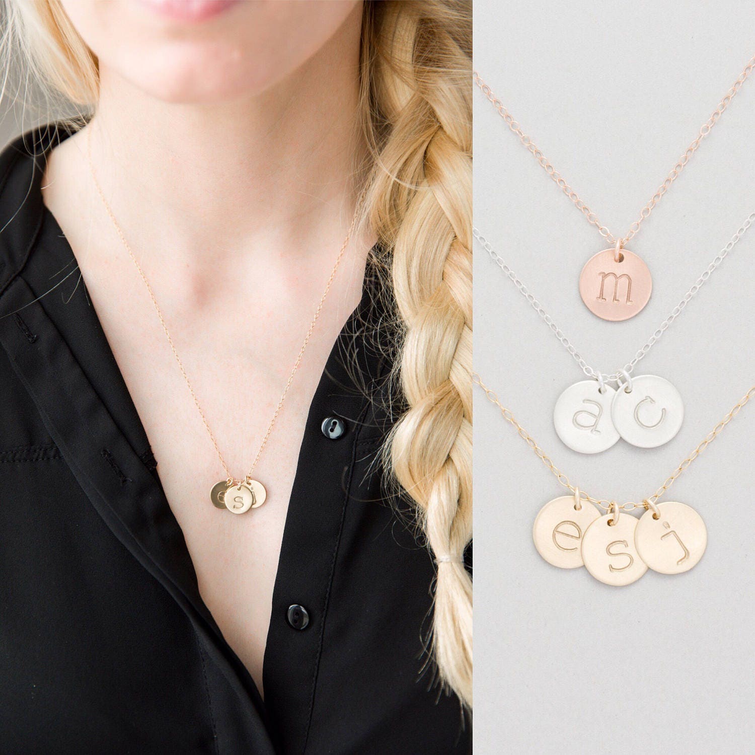 Personalized Family Initial Necklace 1 2 3 Initial Letter - Etsy