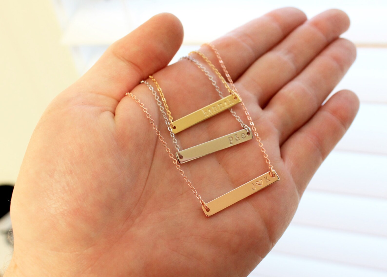 Gold Name Bar Necklace Dainty Name Necklace Initial | Etsy