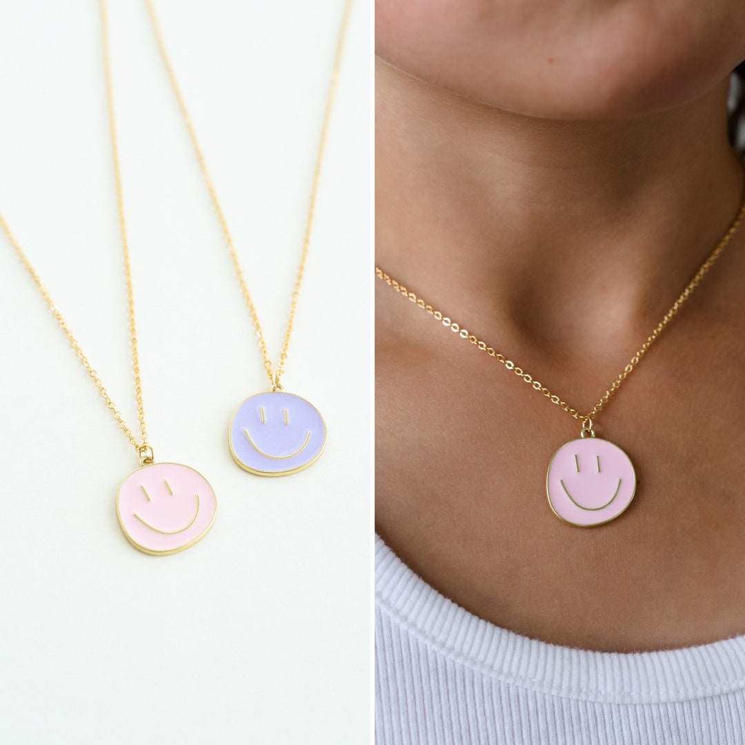 Smiley Face Necklace for Little Girls, Toddler Smiley Necklace, Cute ...