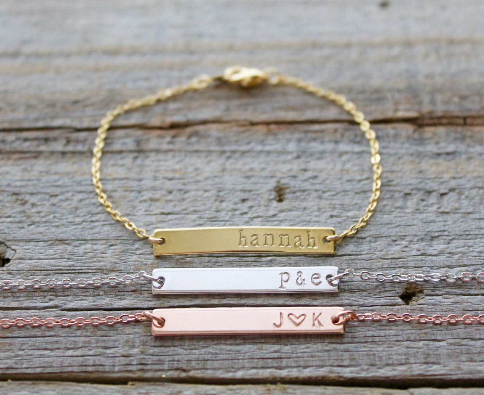 Bar Bracelet, Personalized Bracelet, Hand Stamped Name Bracelet ...