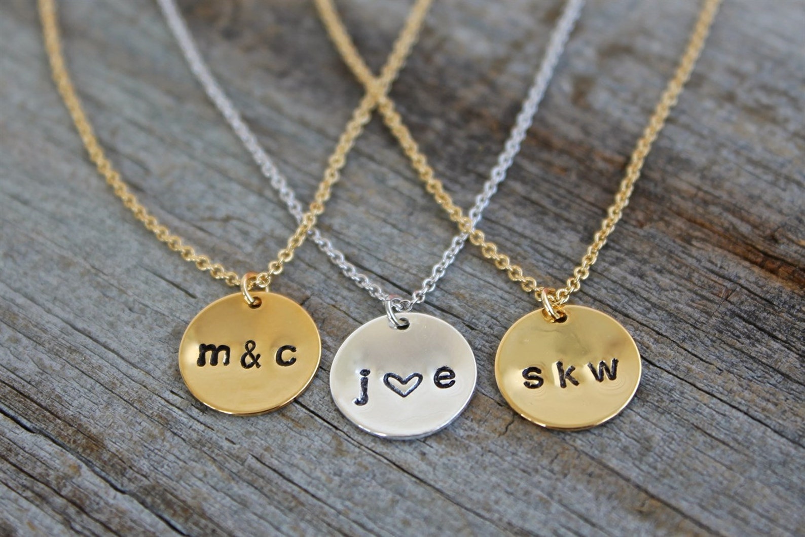 Personalized Gold Disc Necklace, Custom Disk, Hand Stamped Jewelry ...