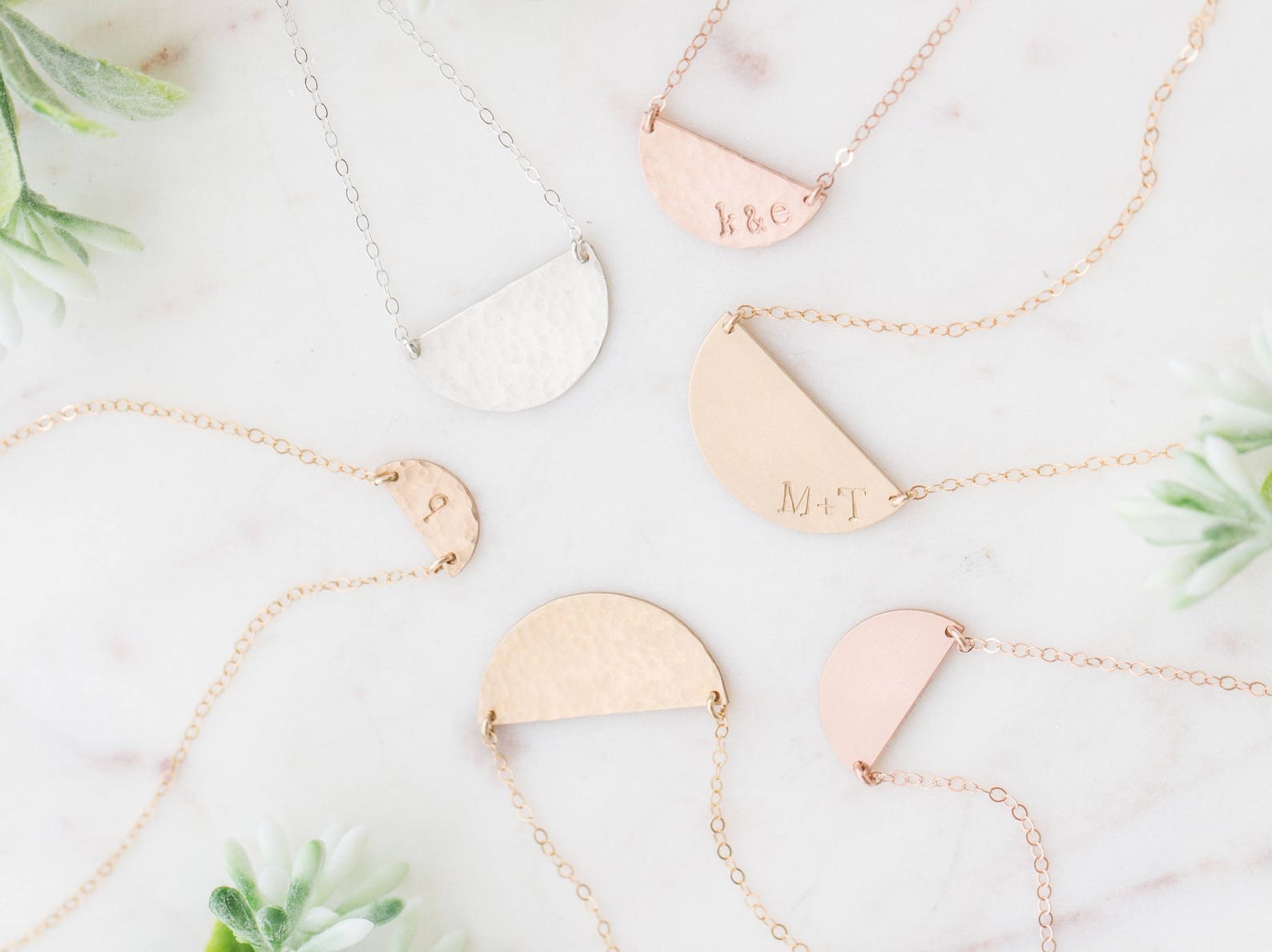 Half Moon Necklace, Personalized Semi Half Circle Necklace, Custom ...