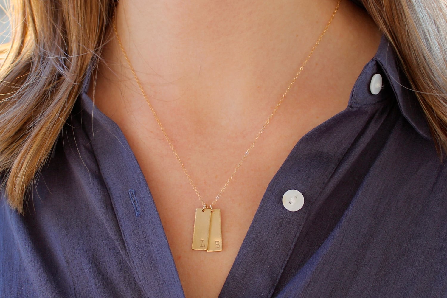Personalized Gold Initial Necklace / Custom Gold Bar Name - Etsy