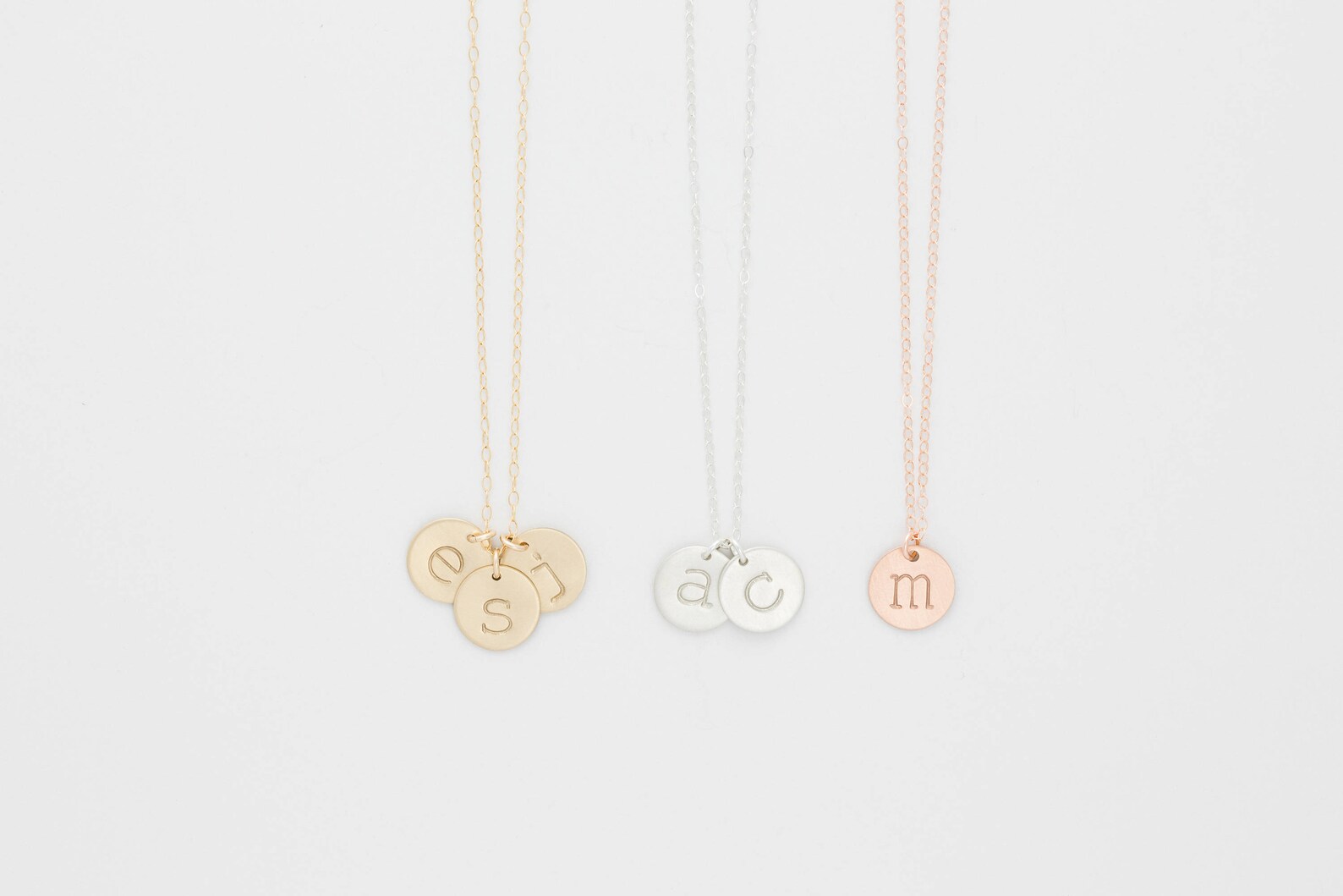 Personalized Family Initial Necklace, 1, 2, 3 Initial Letter Disc ...