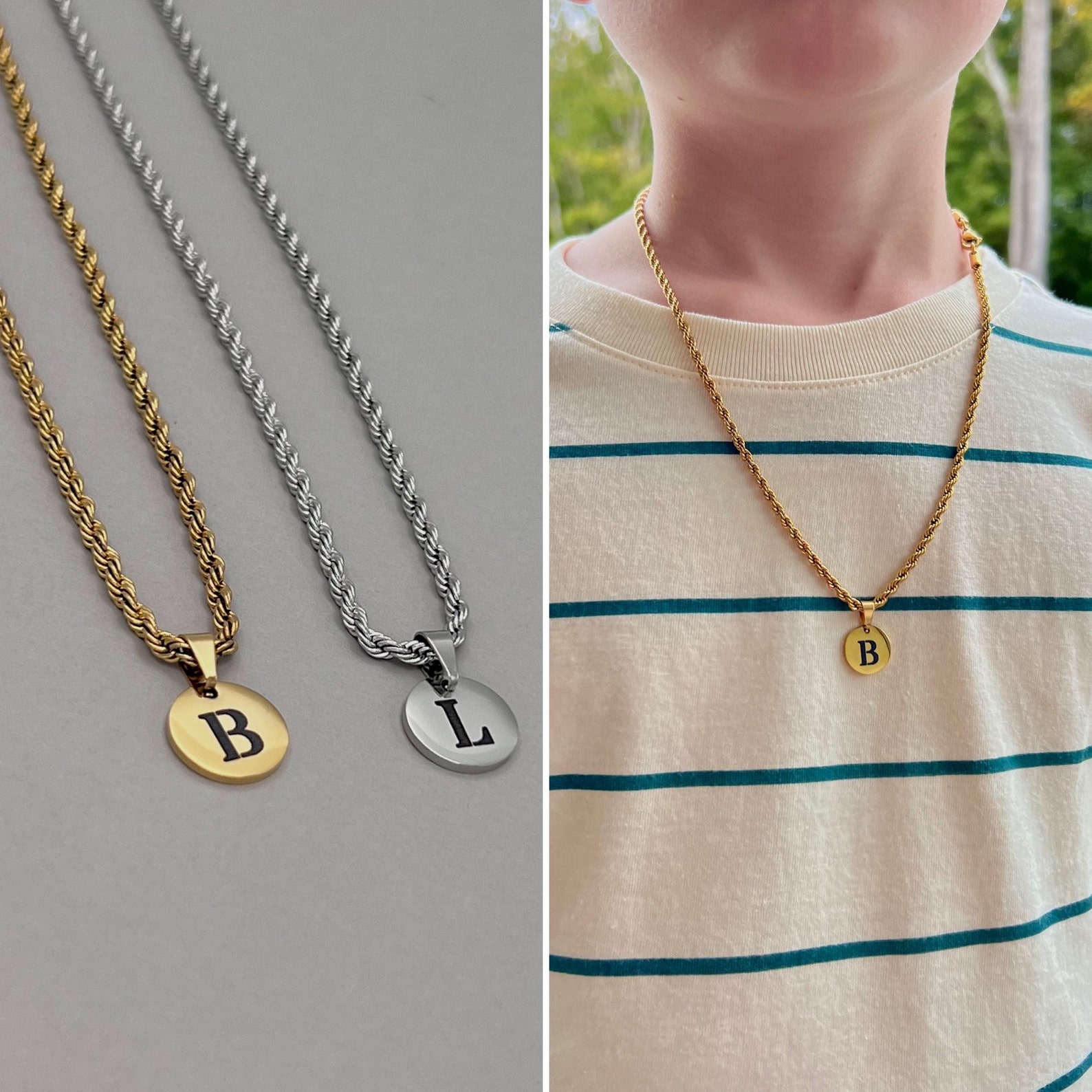 Boys Name Initial Necklace • Personalized Men's Jewelry Necklace ...