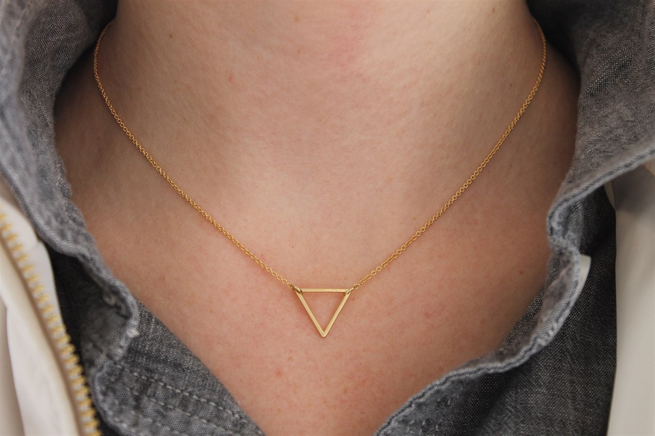 Gold Triangle Necklace, Simple Everyday Necklace, Minimalist Jewelry ...