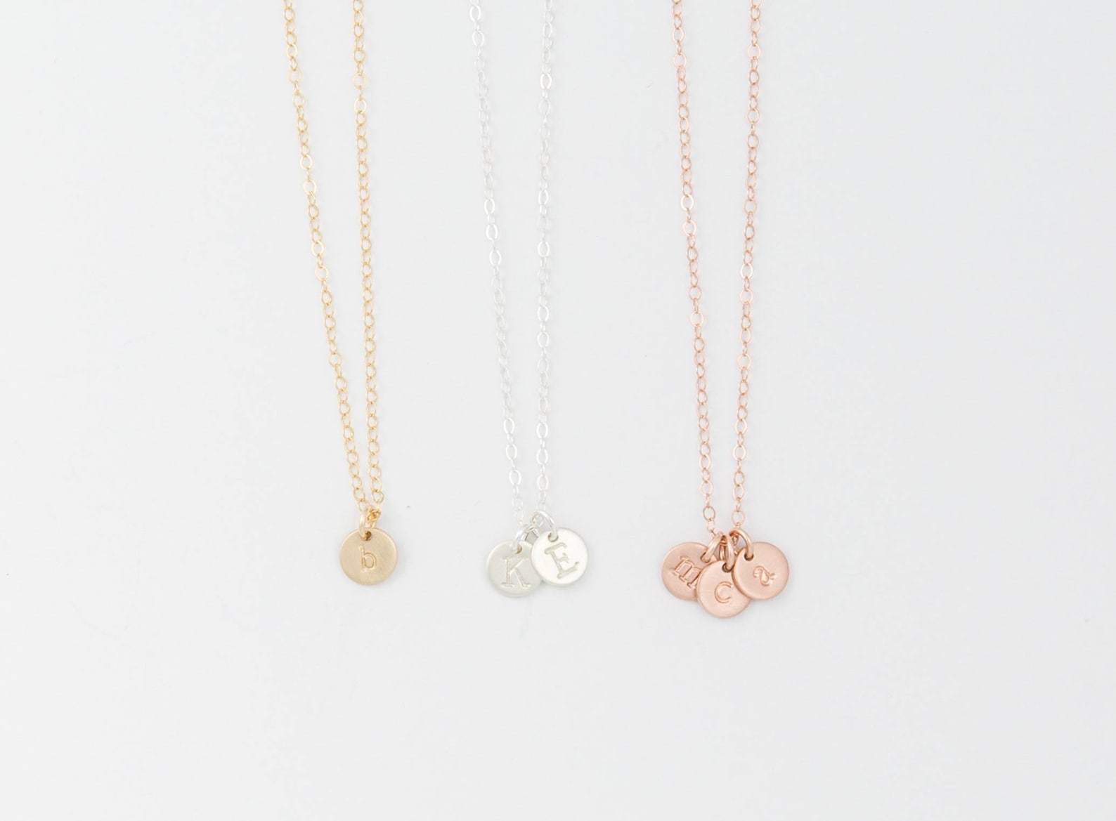 Initial Disc Necklace, Monogram Necklace, Personalized Disk, Dainty ...
