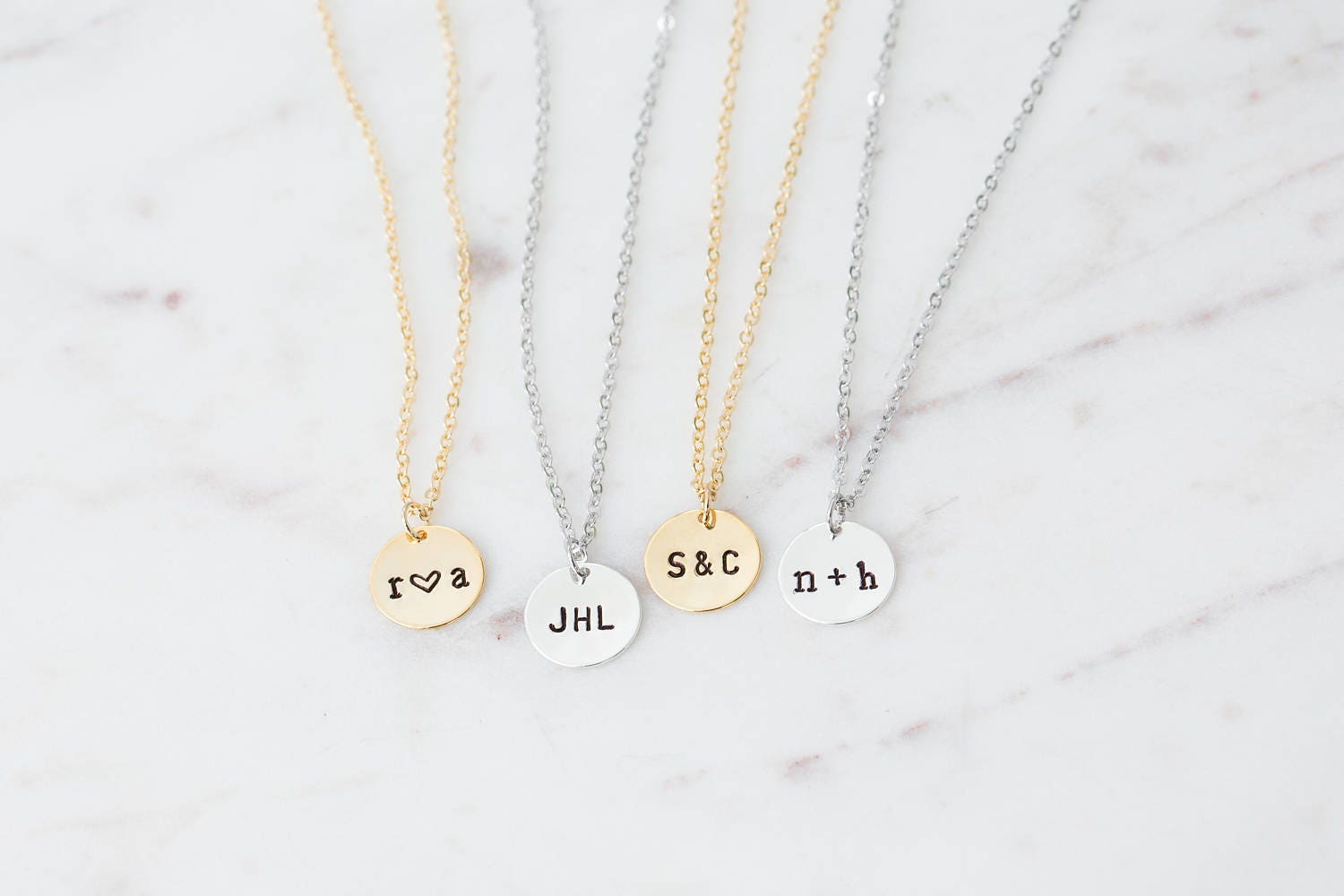 Personalized Gold Disc Necklace, Custom Disk, Hand Stamped Jewelry ...
