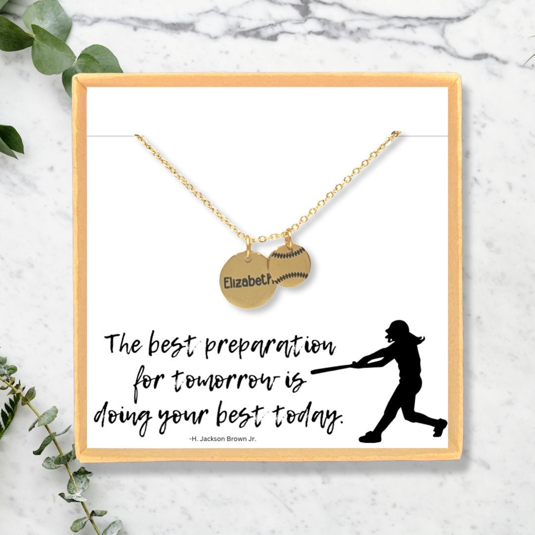 Personalized Softball Necklace With Player Name • Softball Jewelry ...