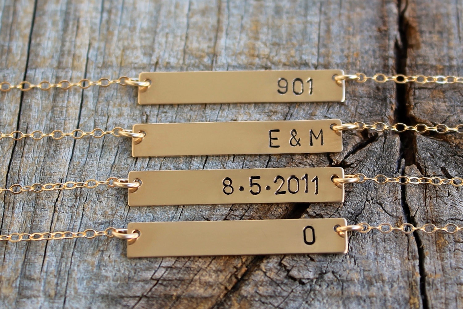 Personalized Gold Initial Necklace / Custom Gold Bar Name - Etsy