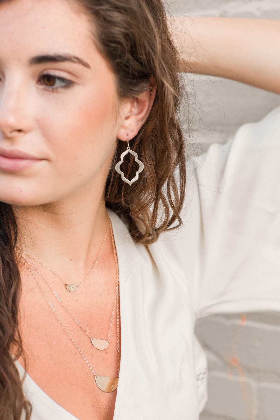 Gold Diamond Shape Teardrop Dangle Earrings / Silver Dainty Drop ...