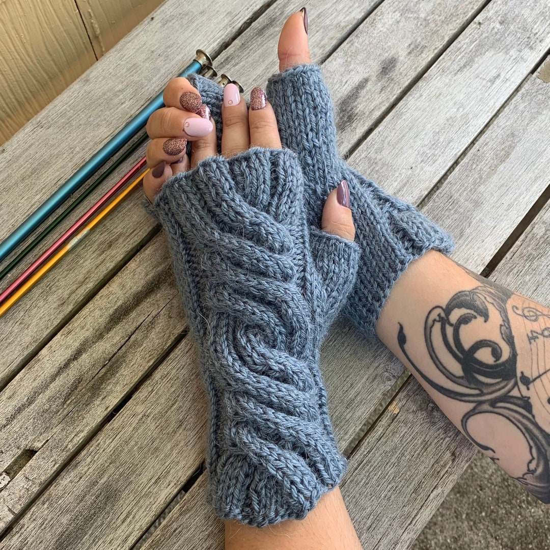 Cabled Fingerless Gauntlets - Etsy
