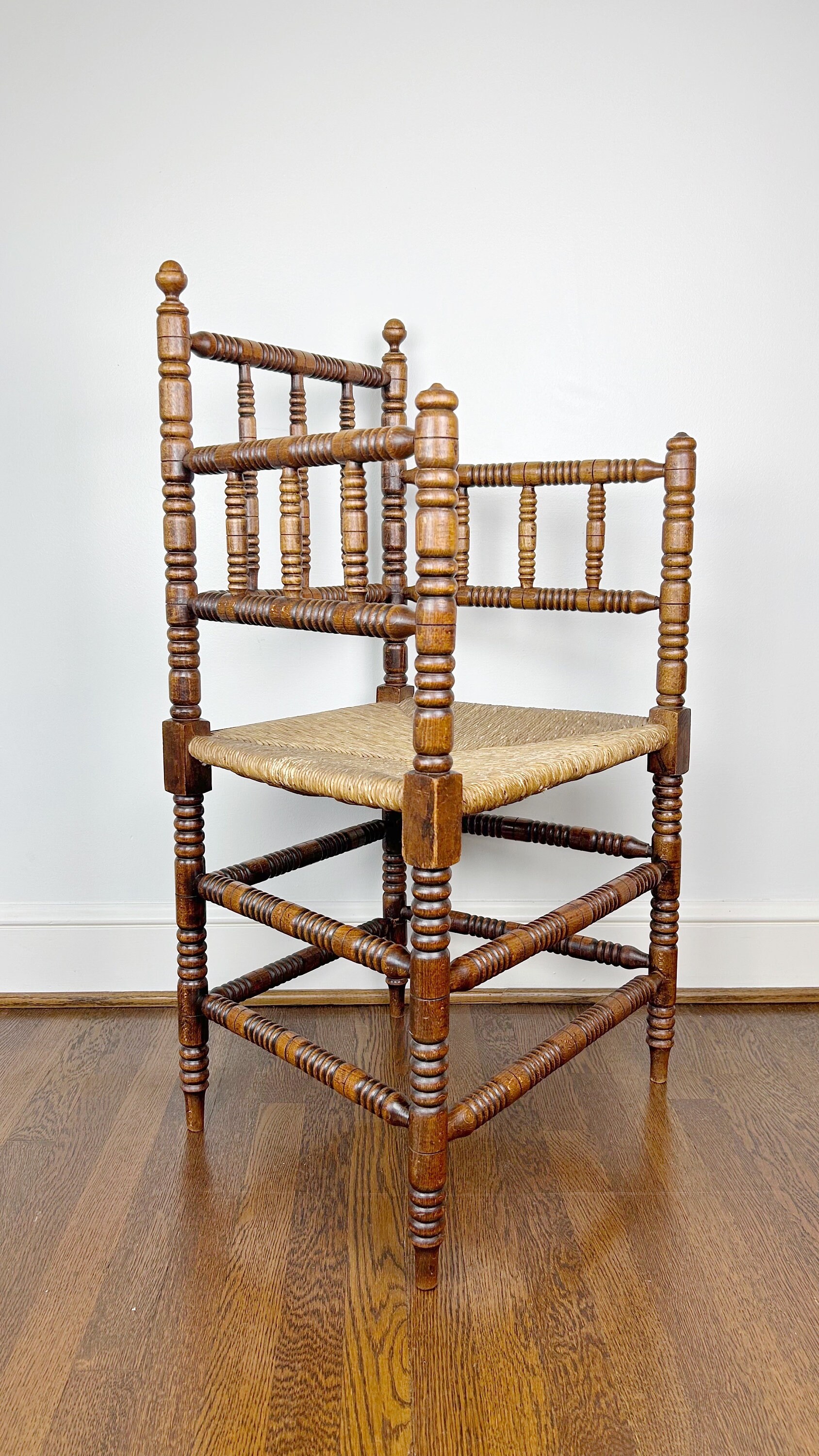 Antique Bobbin Armchair With Rush Seat | Early 20th Century Spool Chair ...