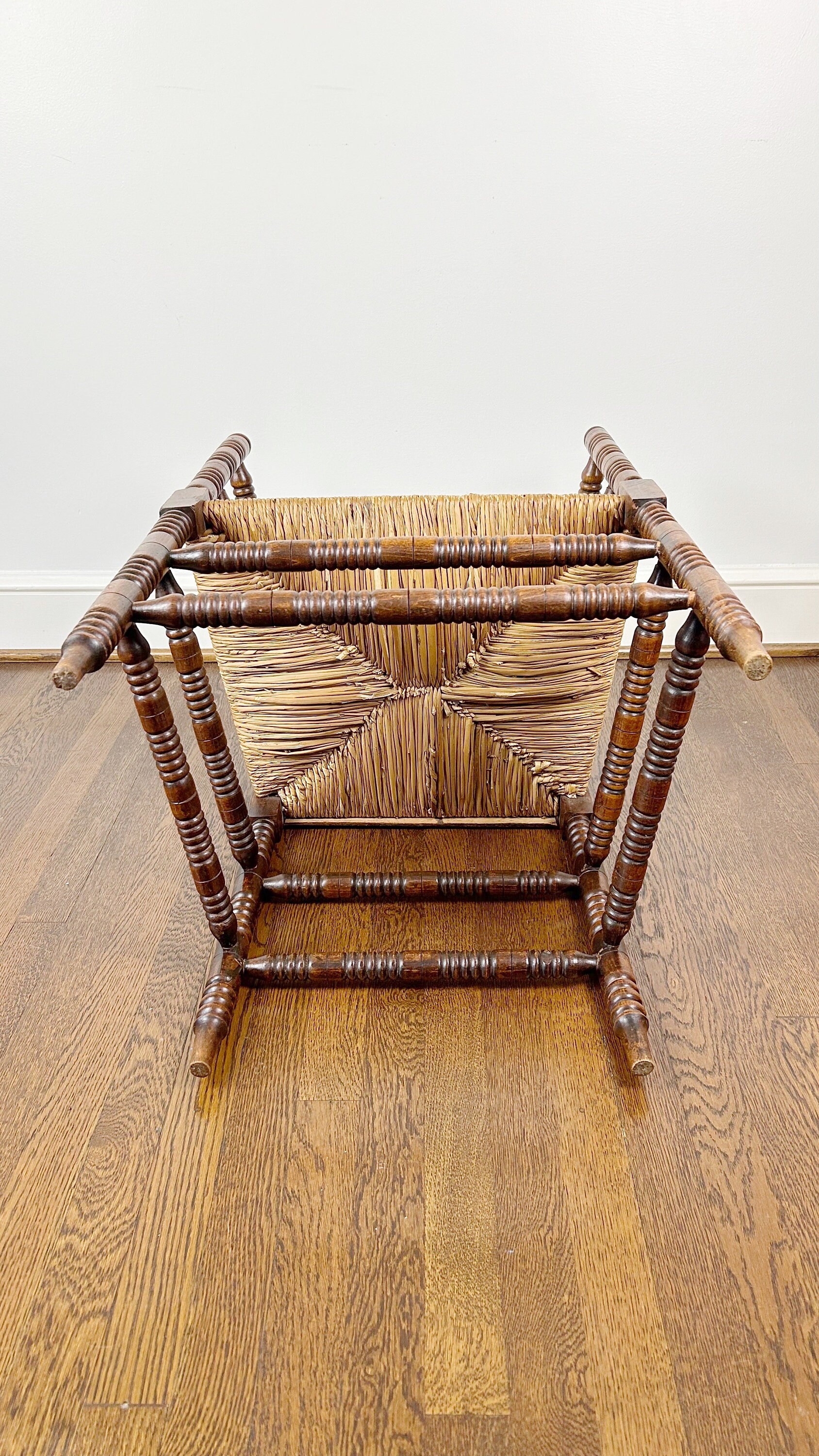 Antique Bobbin Armchair With Rush Seat | Early 20th Century Spool Chair ...
