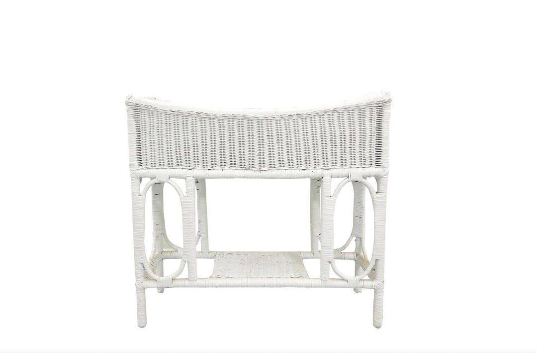 Vintage White Wicker Planter Table With Galvanized Steel Liner, 1950s ...