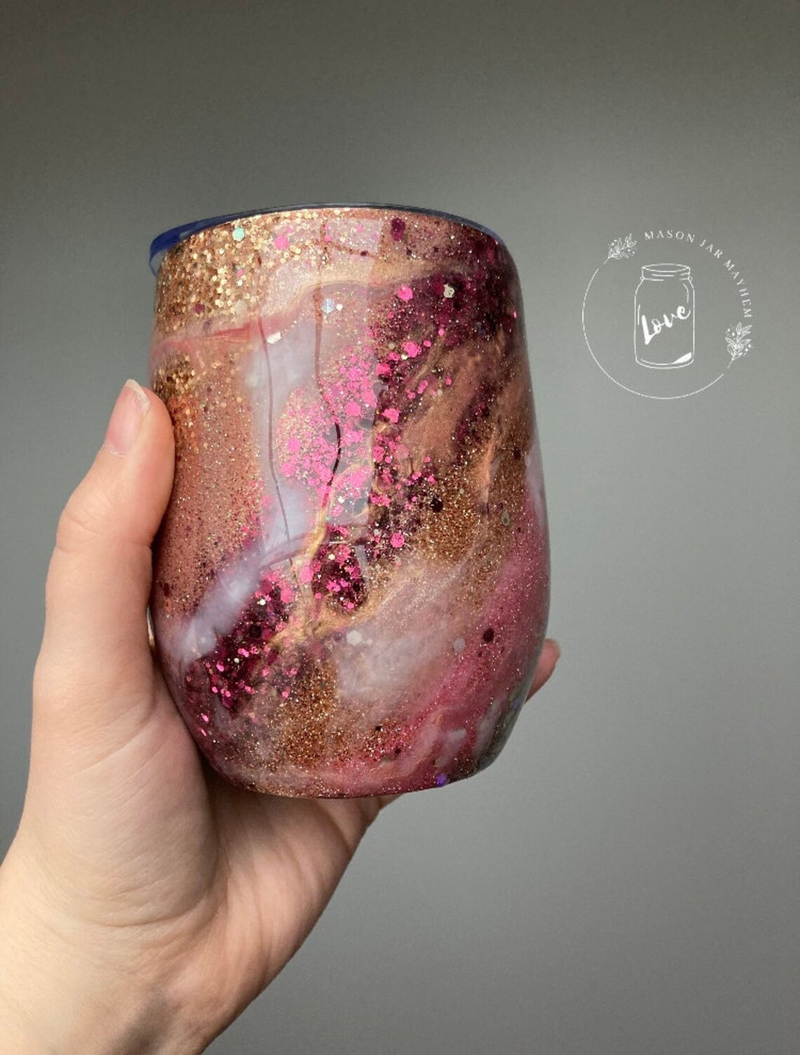 Rose Gold Glitter Tumbler Cups Geode Wine Tumbler for Girls | Etsy