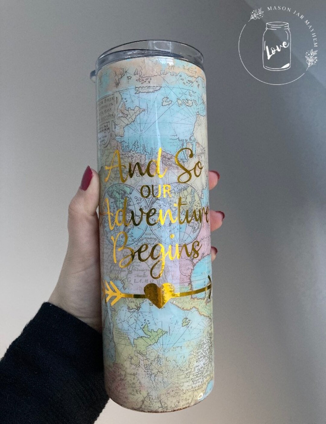 Map Tumbler 20 Oz, Epoxy Resin Compass Mug, so the Adventure Begins ...