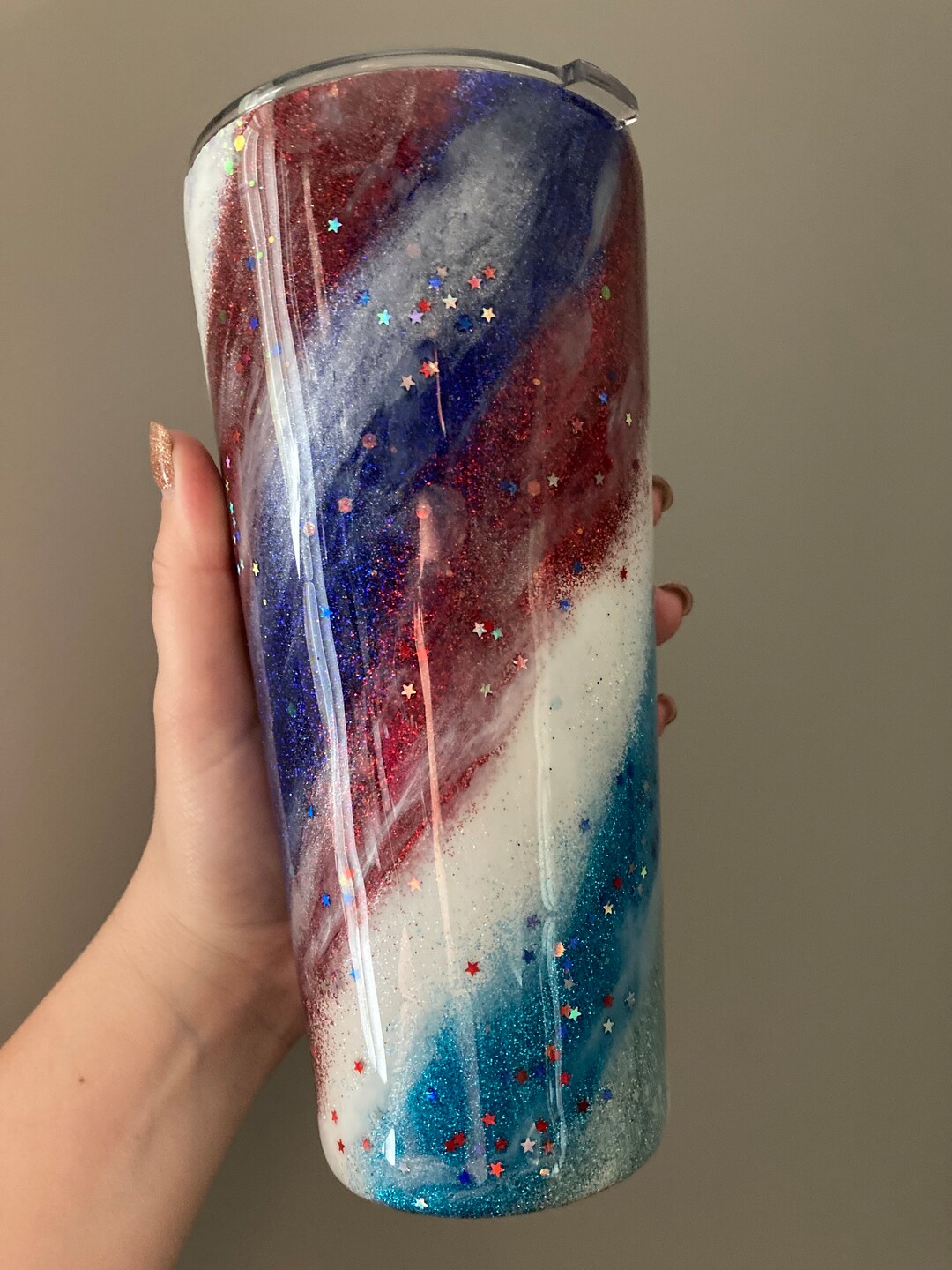 Red White and Blue Patriotic Glitter Tumbler 32 Oz, USA Sparkle ...