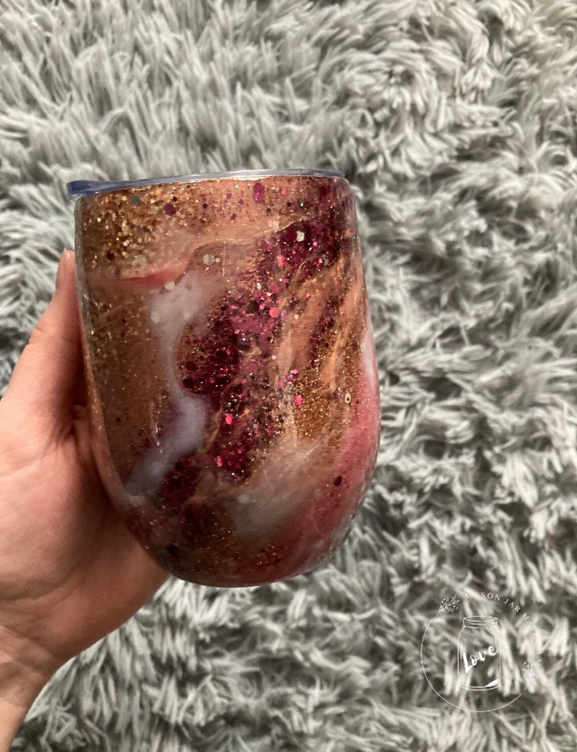 Rose Gold Glitter Tumbler Cups Geode Wine Tumbler for Girls | Etsy