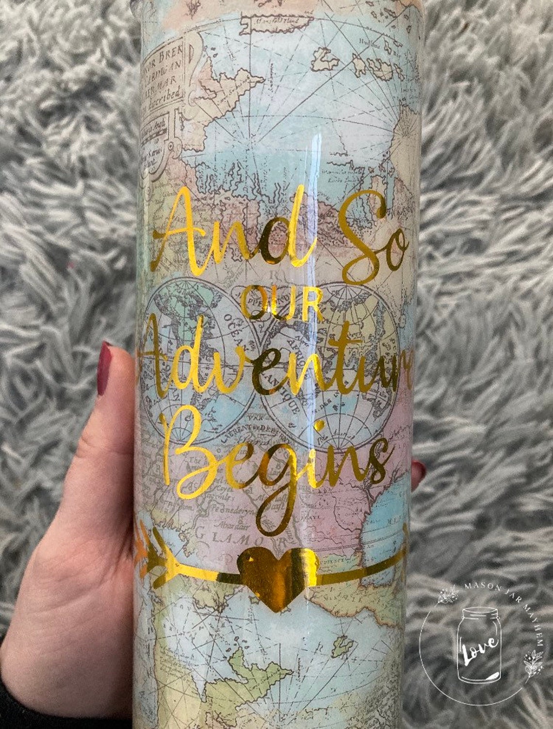 Map Tumbler 20 Oz, Epoxy Resin Compass Mug, so the Adventure Begins ...