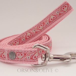 Hearts and Flowers (pink Glittery) Dog Lead Leash - Available in 3 ...