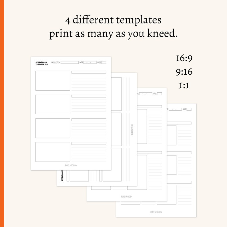 Storyboard Templates. for Video, Instagram and Tiktok Aspect Ratios ...