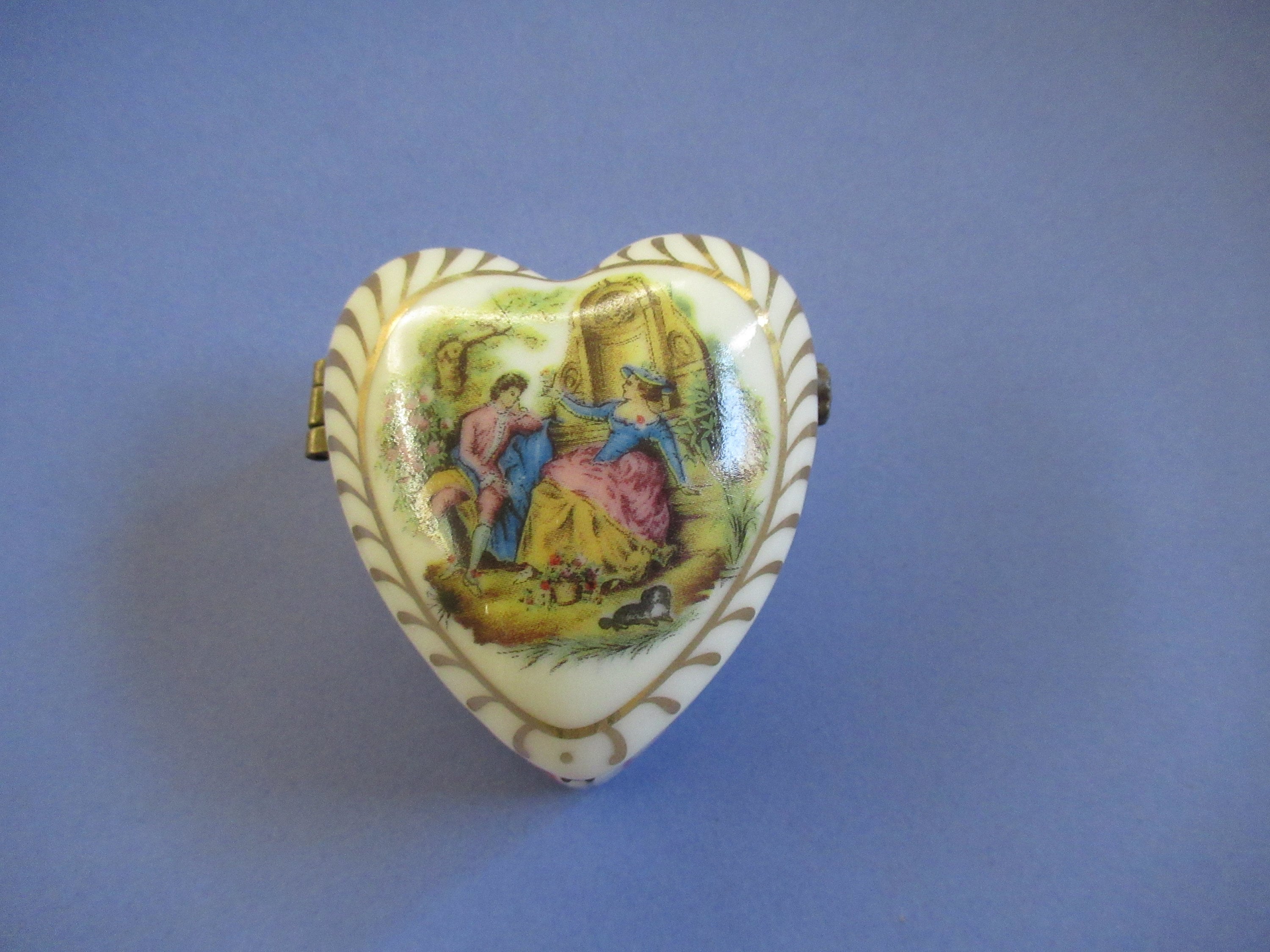 Limoges Heart Shape Jewelry Box, Small French Trinket Box, Romantic ...